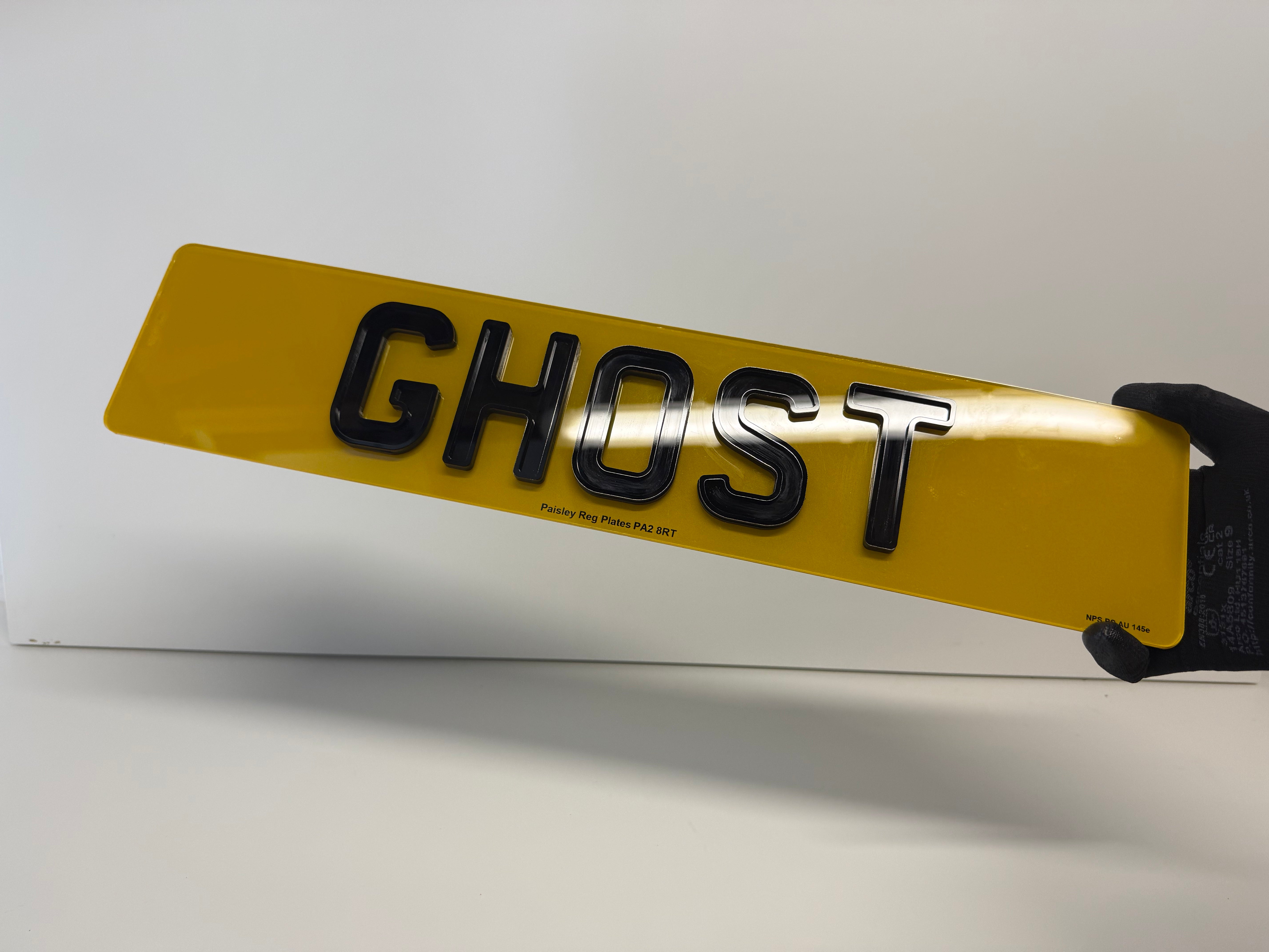 GHOST gloss/gloss 4D Number Plates – Paisley Reg Plates